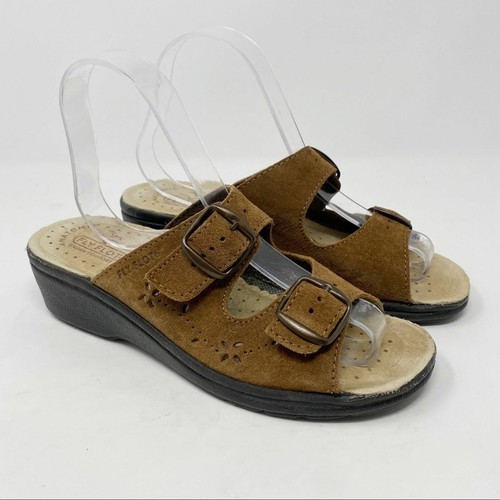 Fly Flot Suede Leather Buckle Sandals Brown 38 - Gem