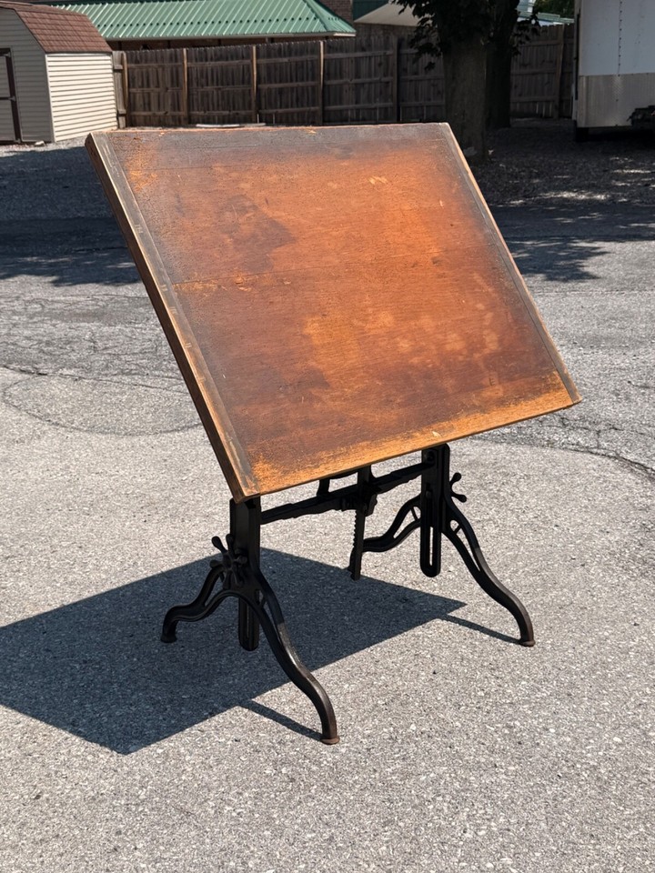 Antique Drafting drawing table cast iron original 1894 adjustable ...