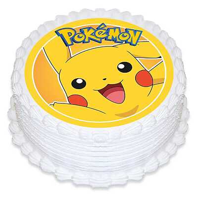 Pokemon Pikachu Round Edible Icing Decoration Kids Birthday Party Cake ...