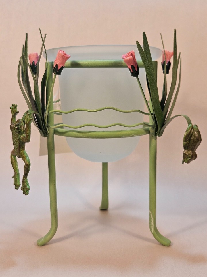 NWB Simson Giftware Metal Tulips Candle Holder with Frosted Glass Cup 7 ...