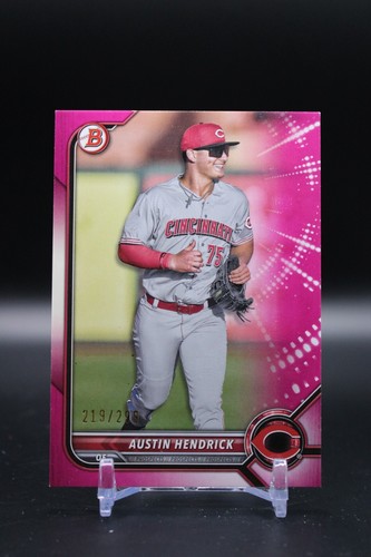 Austin Hendrick, Cincinnati Reds, 2022 Bowman, Fuchsia, 219/299, #BP-33 ...