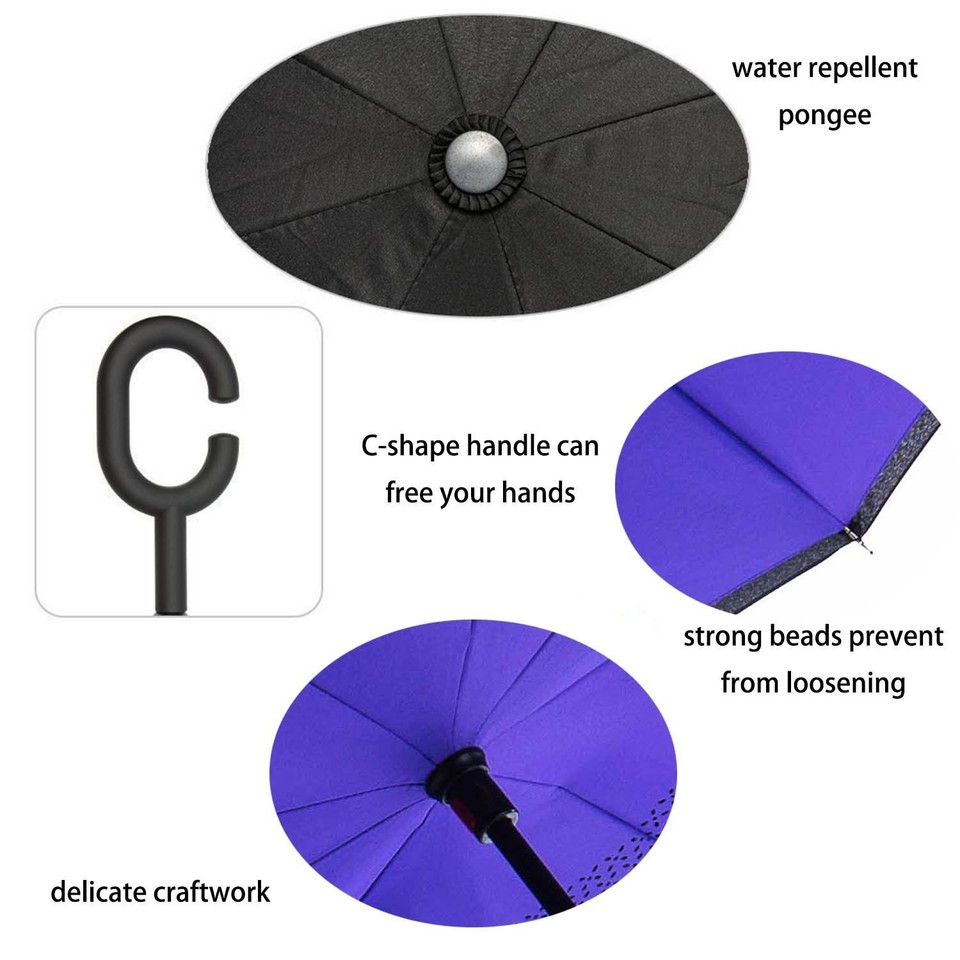 Reverse Folding Inverted Umbrella - Double Layer,Windproof, UV Proof ...
