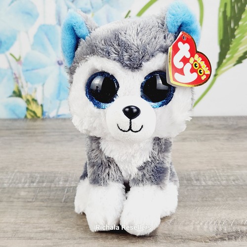 TY Beanie Boos Slush The Husky Dog Plush 6" Blue Glitter Eyes Stuffed ...