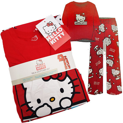 Primark x Hello Kitty Pyjamas Set PJs Nightwear Tee & Long Leg Red XL ...