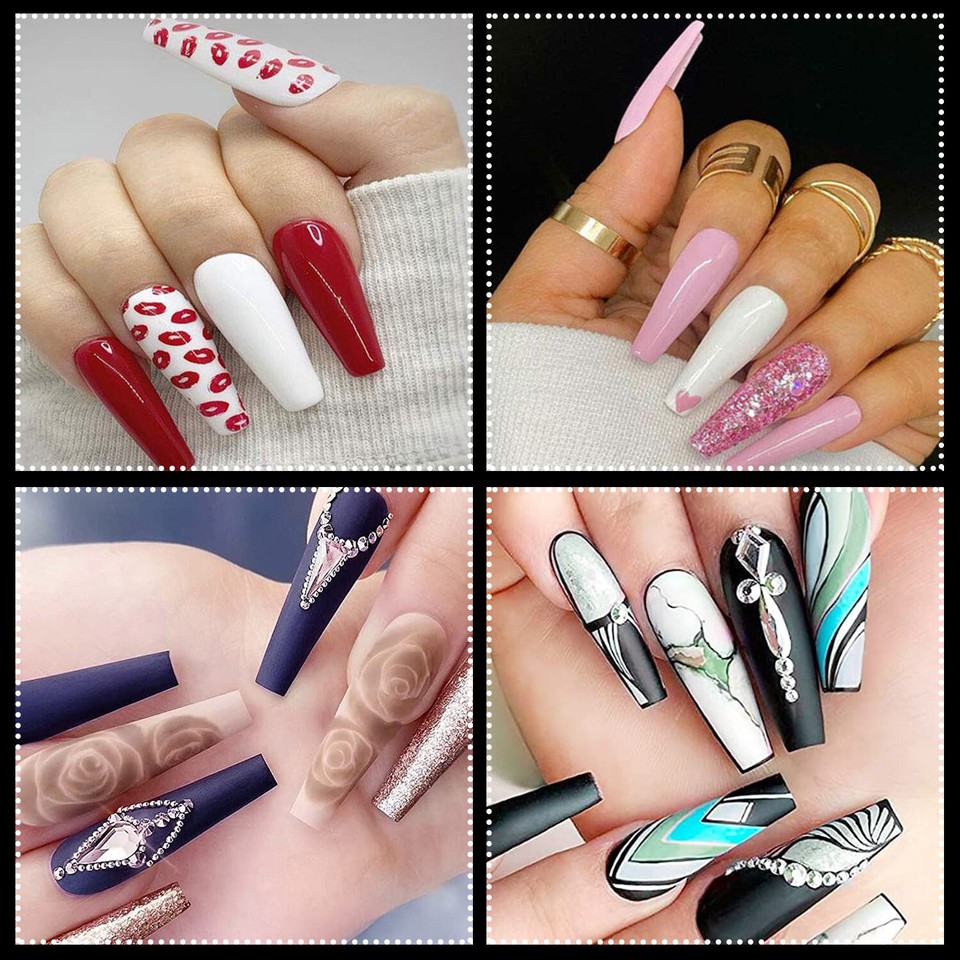 500pcs Acrylic French Nail Tips Fake Nails Half Cover for DIY Nail Art ...