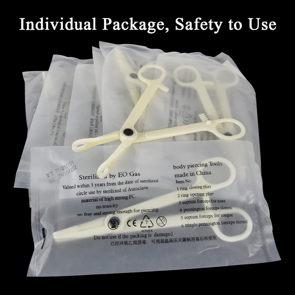 Disposable Piercing Clamps 25Pc Septum Forceps Lip Eyebrow Tongue Navel ...