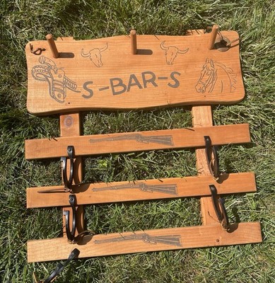 Vintage 1960s Western Lazy S Ranch Toy BB Gun Rack Wood Wall Decor ...