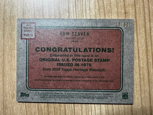 Tom Seaver 2024 Topps Heritage US Postage Stamp 1975 /50 Mets | eBay