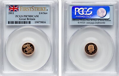 UK - GREAT BRITAIN , GOLD 1/4 SOVEREIGN 2011 - PCGS PR 70 DCAM , RARE9 ...