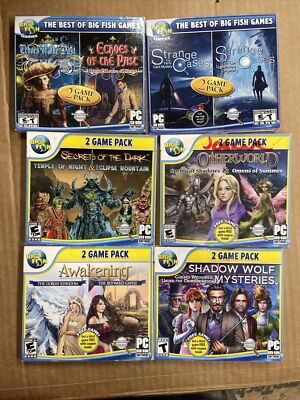 Lot of 6 2 Game Packs = 12 Games Big Fish Hidden Object Mystery PC ...
