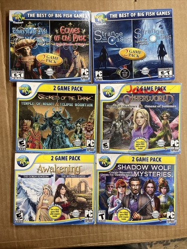 Lot of 6 2 Game Packs = 12 Games Big Fish Hidden Object Mystery PC ...