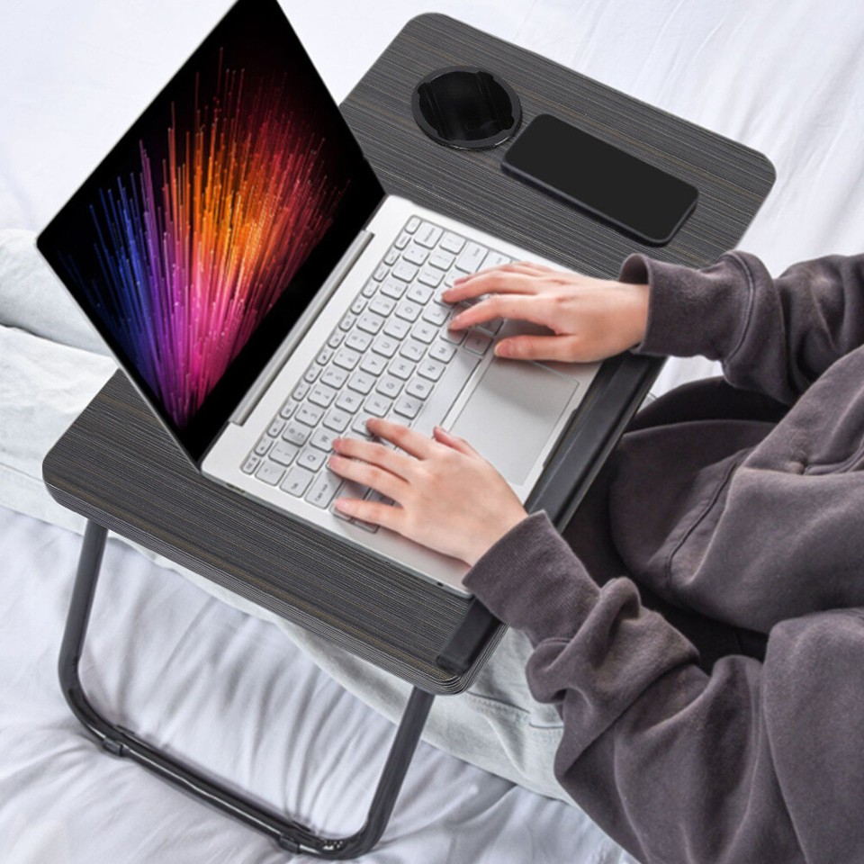 Laptop Table Stand Folding Desk Bed Computer Study Adjustable Portable ...