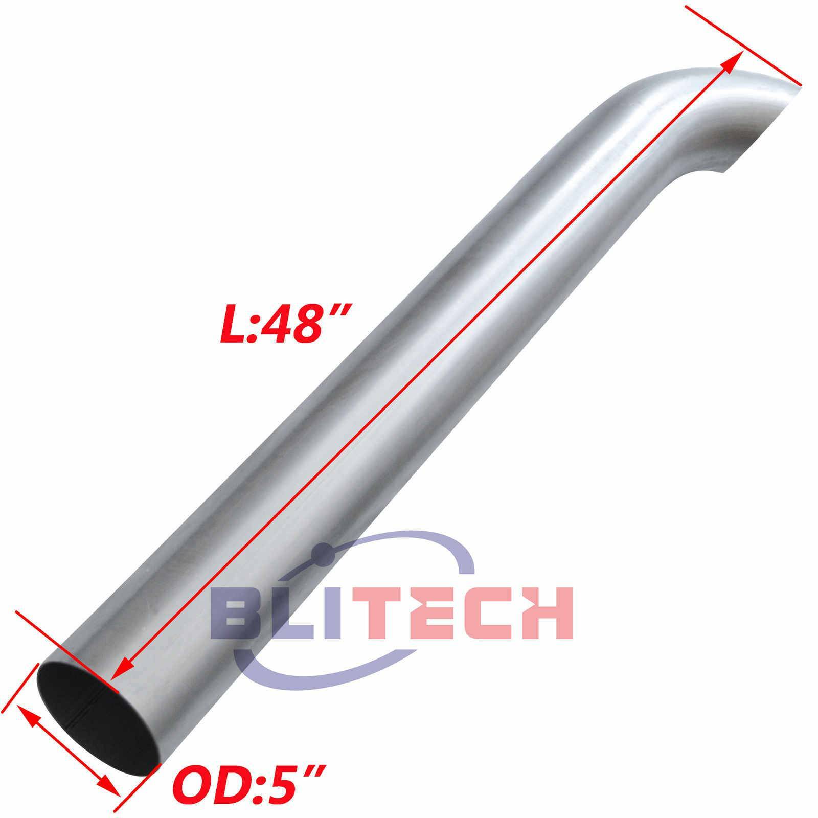 Aluminized 5"OD x 48" Overall Length Curved Stack Exhaust Pipe 48 inch ...