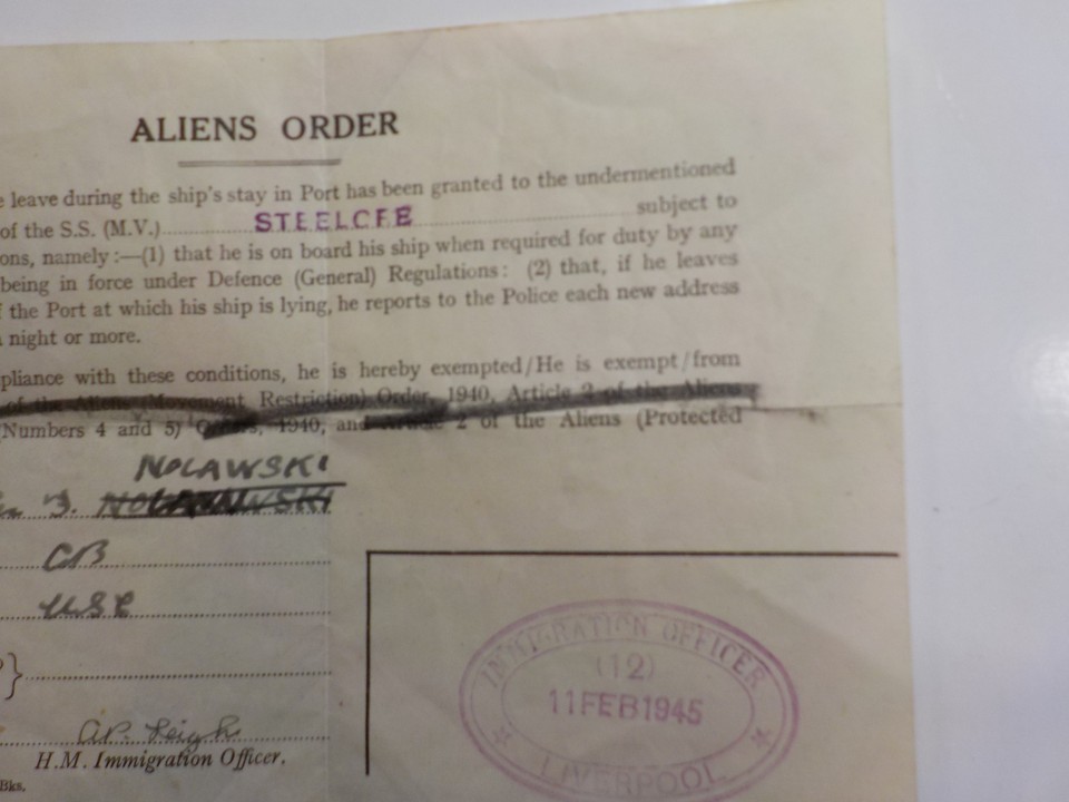 WW2 Merchant Marine Document 1945 Immigration Officer Aliens Order Steelcee WWII | eBay