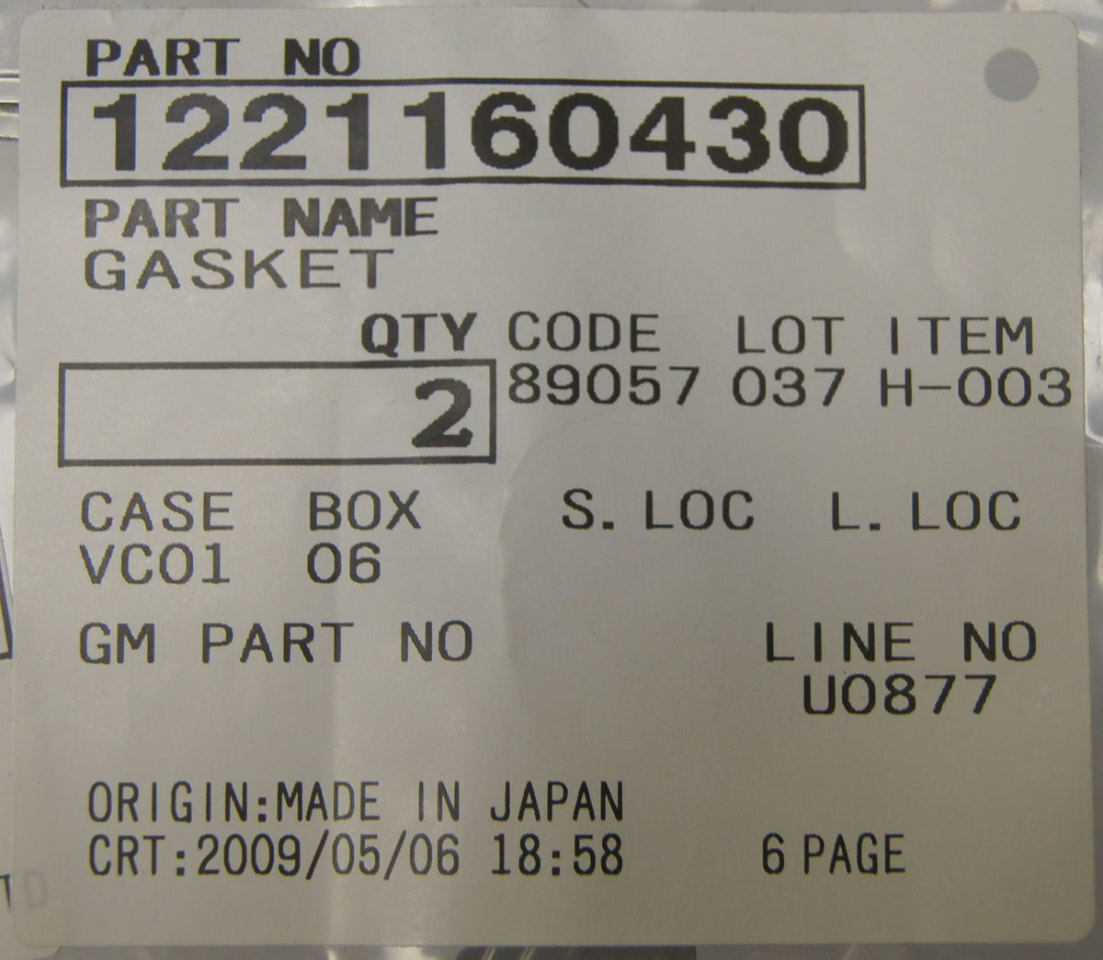 Isuzu Exhaust Gasket Pack of 2 New OEM 1221160430 ; R201309 ; E4695C ...