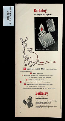 1948 Berkeley Windproof Lighter Kangaroo Joey Flame Vintage Print Ad ...