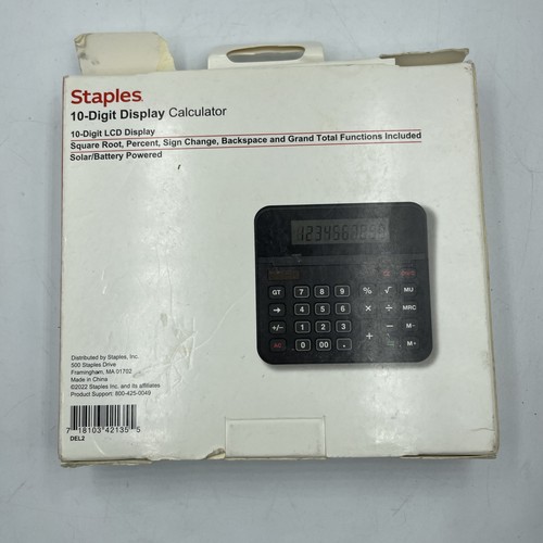 Staples 10-Digit Battery/Solar Powered Basic Calculator Black ST250 | eBay