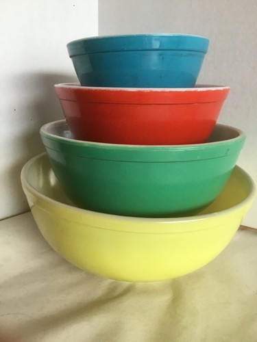 Vintage Pyrex Primary Colors Mixing Bowl Set 4pc Nesting Bowls 1960s | eBay