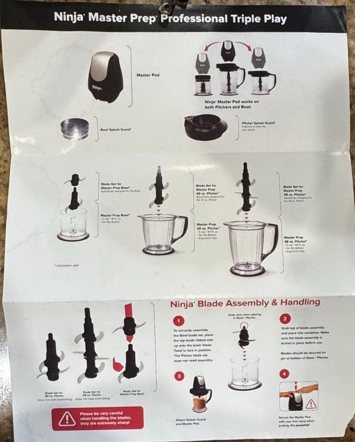 Ninja Master Prep Professional Food Processor/Blender Model QB1004 30 ...