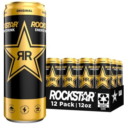 Rockstar Energy Drink Original 12oz Sleek Cans Pack of 8 Refreshing ...