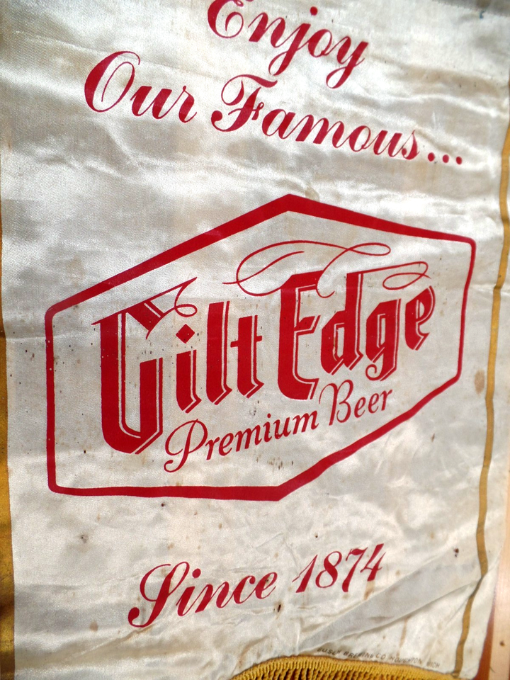 VERY RARE GILT EDGE PREMIUM BEER SILK BANNER BOSCH BRG HOUGHTON ...