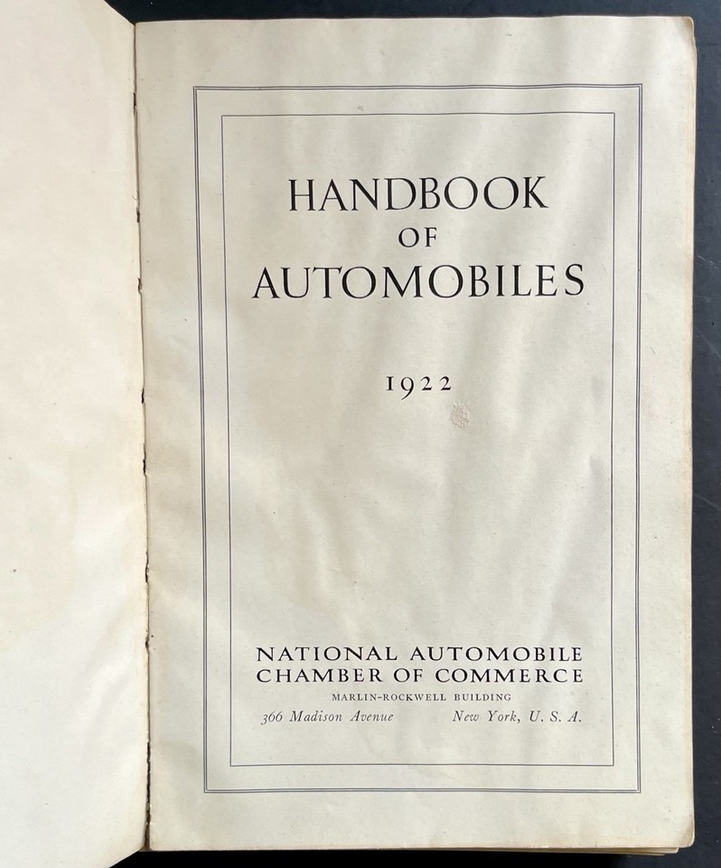 Antique 1922 Vintage Handbook of Automobiles Illustrated Cars Chamber ...