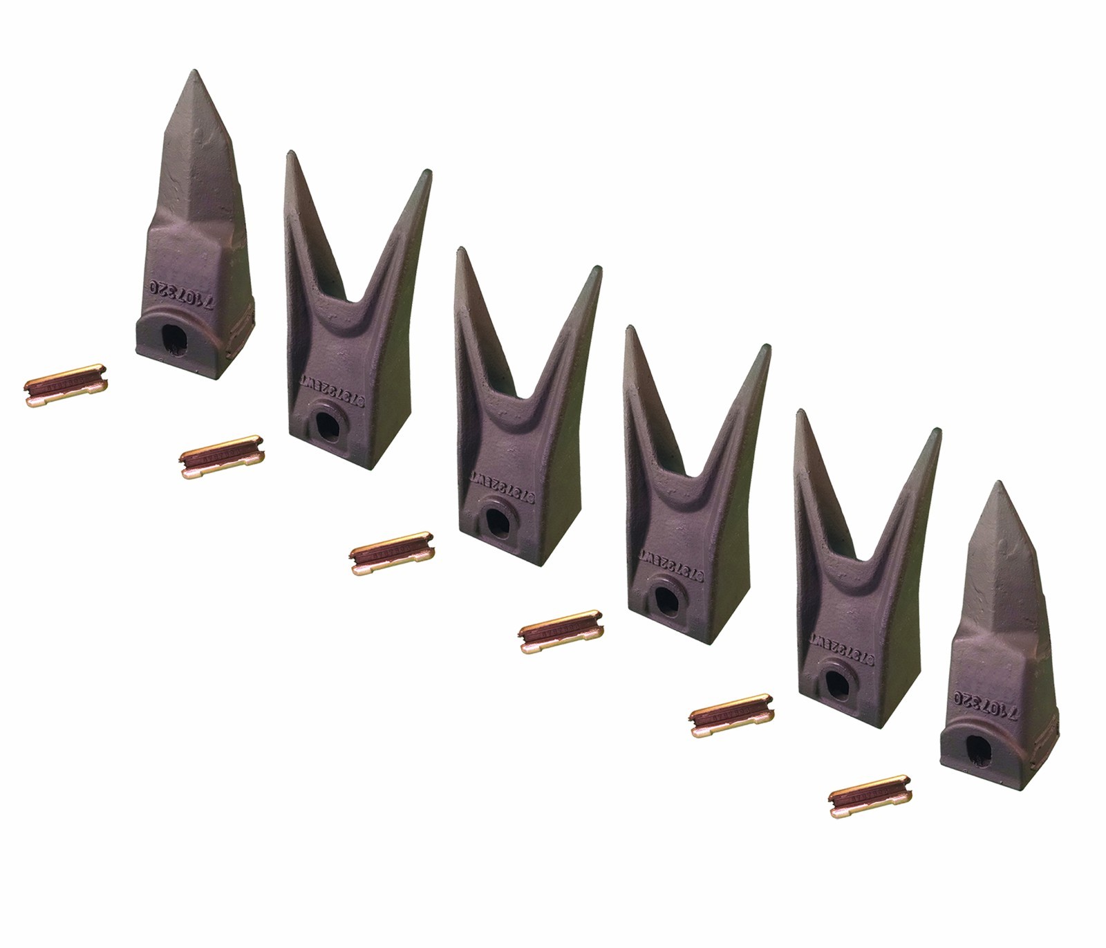 6 - Bobcat Style Excavator, Skid Rock Bucket Teeth & Pins - 7107321 ...