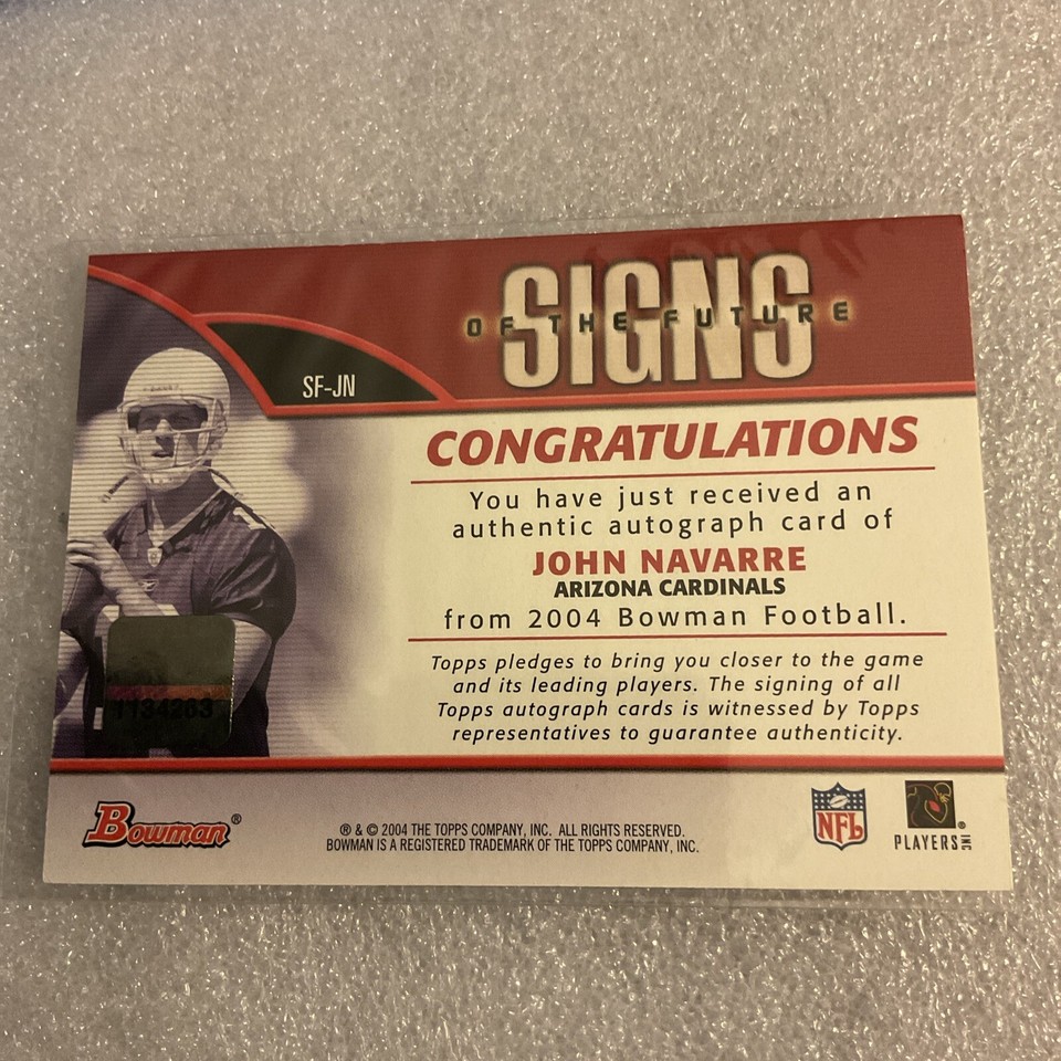 John Navarre-Arizona Cardinals-2004 Bowman Signs of the Future ...