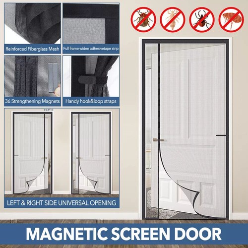 Heavy Duty Magnetic Screen Door Mesh Mosquito Fly Bug Insect Net Door ...
