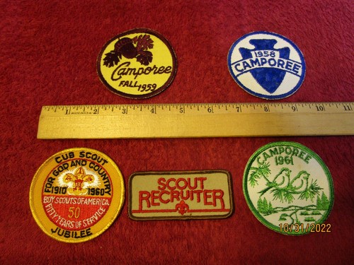 Lot of 5 Vintage Boy Scout BSA Patches Camporee 1958 + 1959 Cub Scout ...
