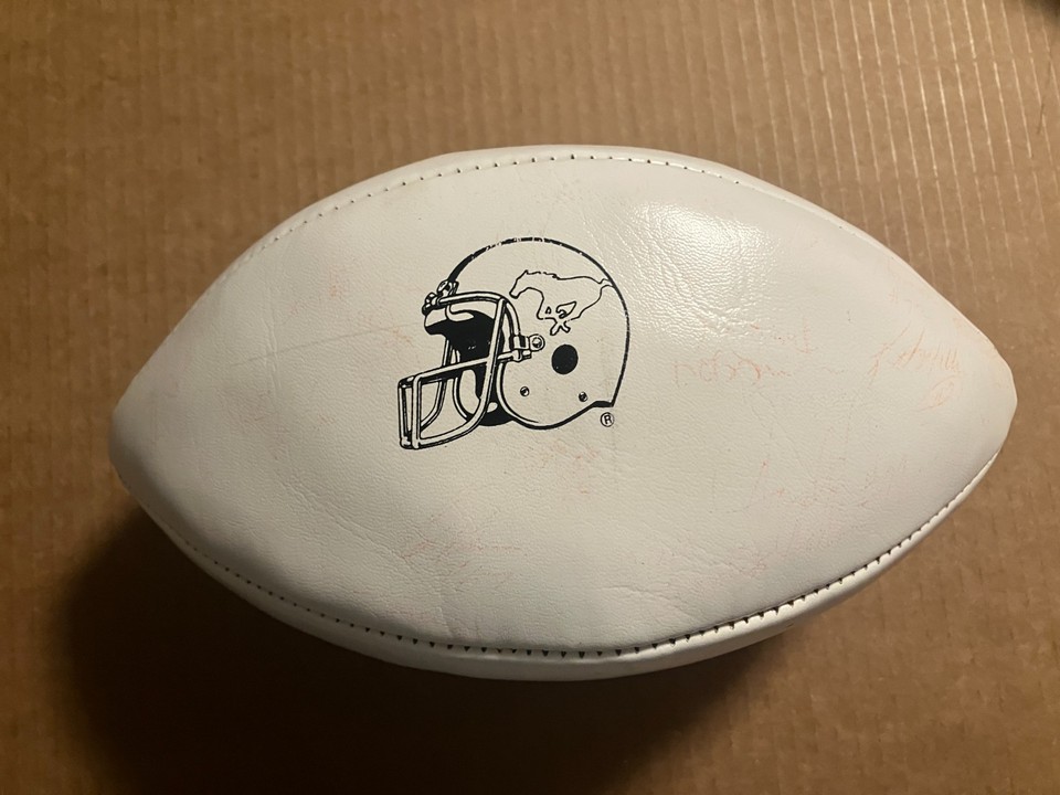 CFL AUTOGRAPH FOOTBALL, SPALDING, CALGARY STAMPEDERS LOGO, SOME FADED ...