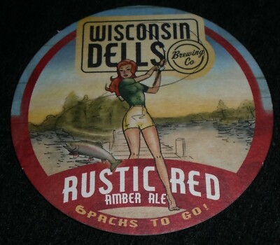 Wisconsin Dells Rustic Red Amber Ale, Fisherwoman Vintage Beer Coaster ...
