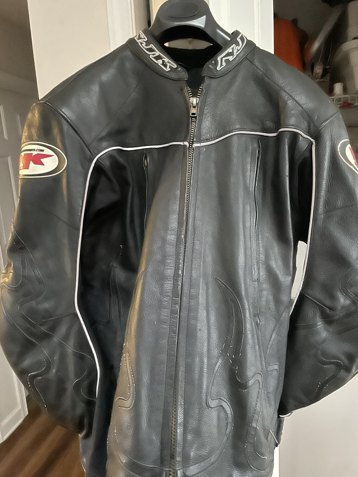 NJK Leathers Motorcycle Custom Made Black Leather Padded Mens Racing ...