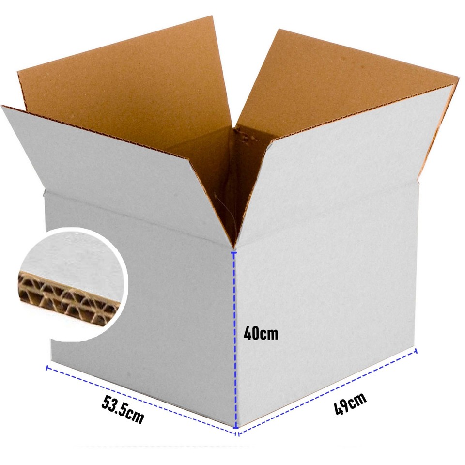 Box Carton White Reinforced A Double Wave 535 X 490 X 15 | eBay