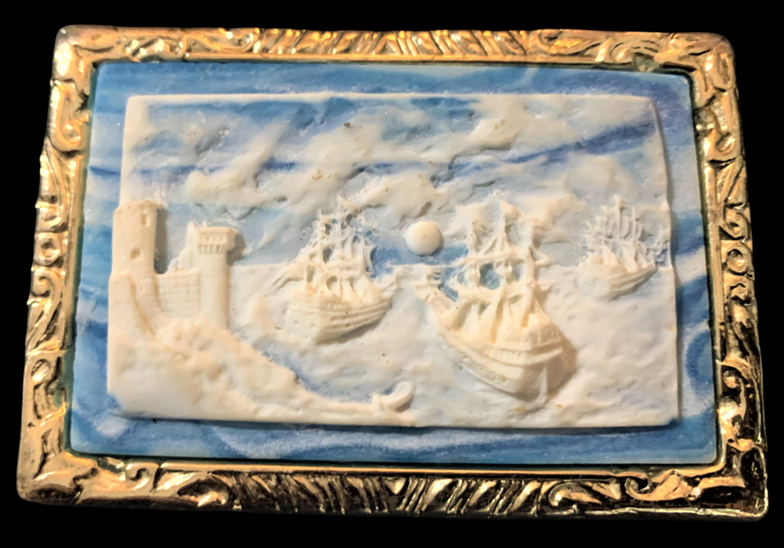 Vintage 1976 Incolay Studios Stone Inlay Belt Buckle:… - Gem