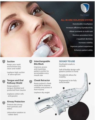 REDUCE DENTAL AEROSOLS; AUTOCLAVABLE 2 MEDIUM DRYSHIELD ISOLATION MOUTH ...
