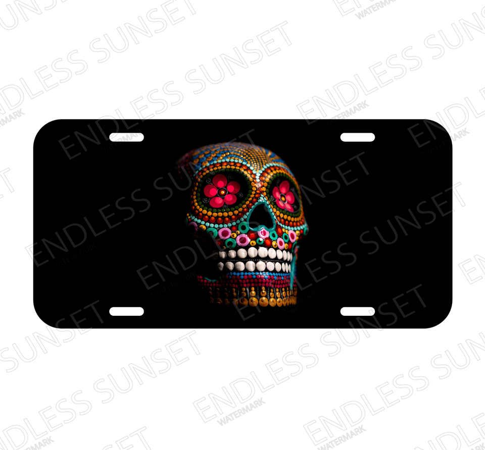 NEW Sugar Skull Mexican Art Skeleton Calavera License Plate CAR SUV ...