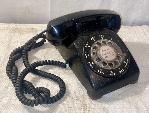 VINTAGE HEAVY 1955 BLACK DESK TOP ROTARY TELEPHONE | eBay
