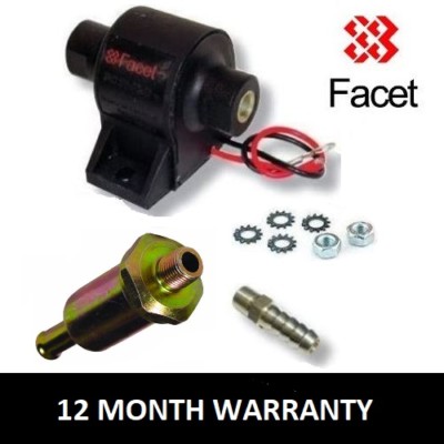 FACET POSI FLOW 12v FUEL PUMP KIT (1.5 to 4.0 Psi) + 8mm UNION + FUEL ...