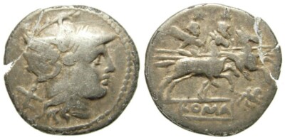 Roman Republic Anonymous AR Denarius (206-194 BC), Dioscuri, Hound | eBay