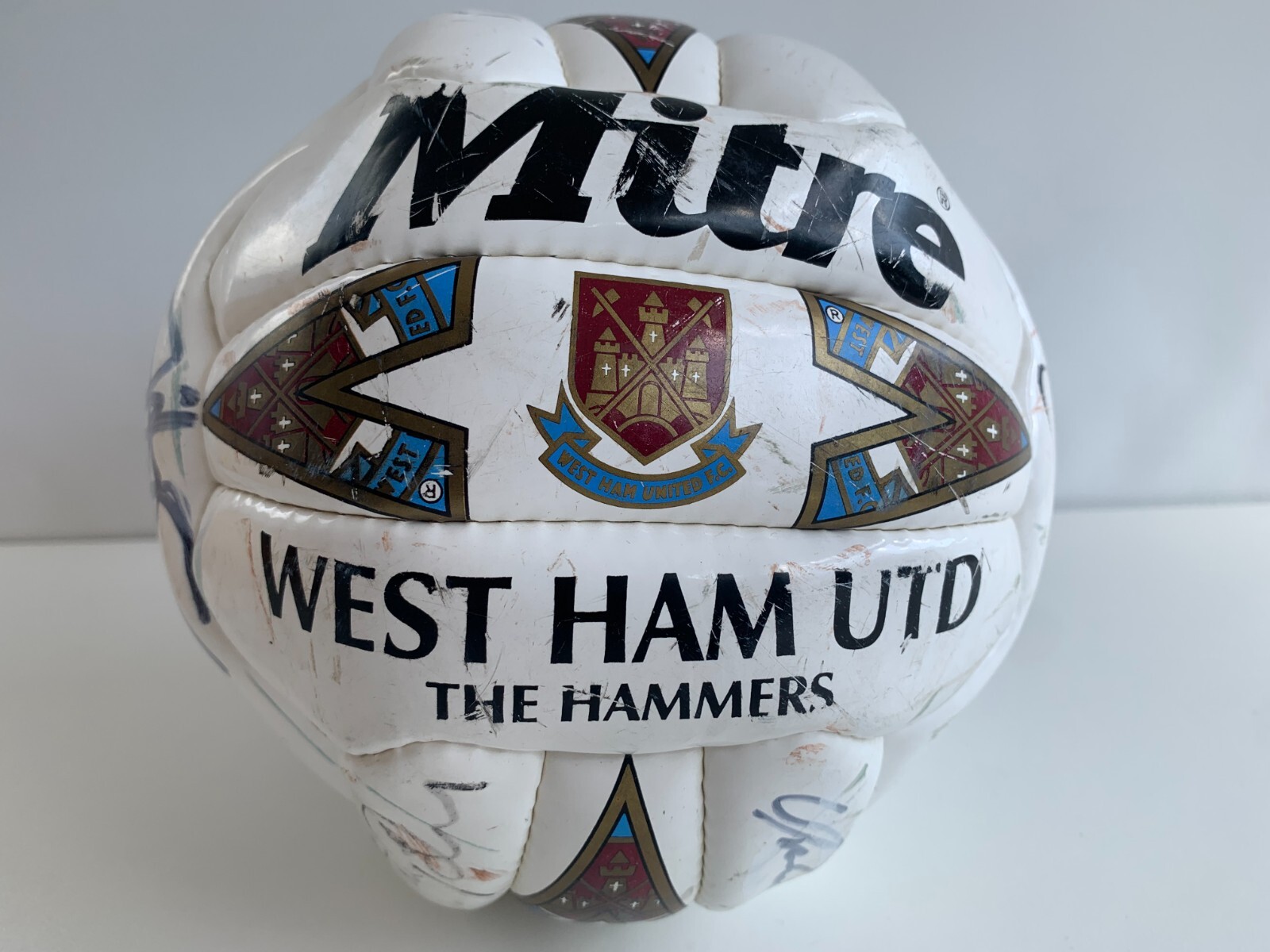 Old West Ham Signed Football Hammers Mitre Genuine 14 autographs | eBay