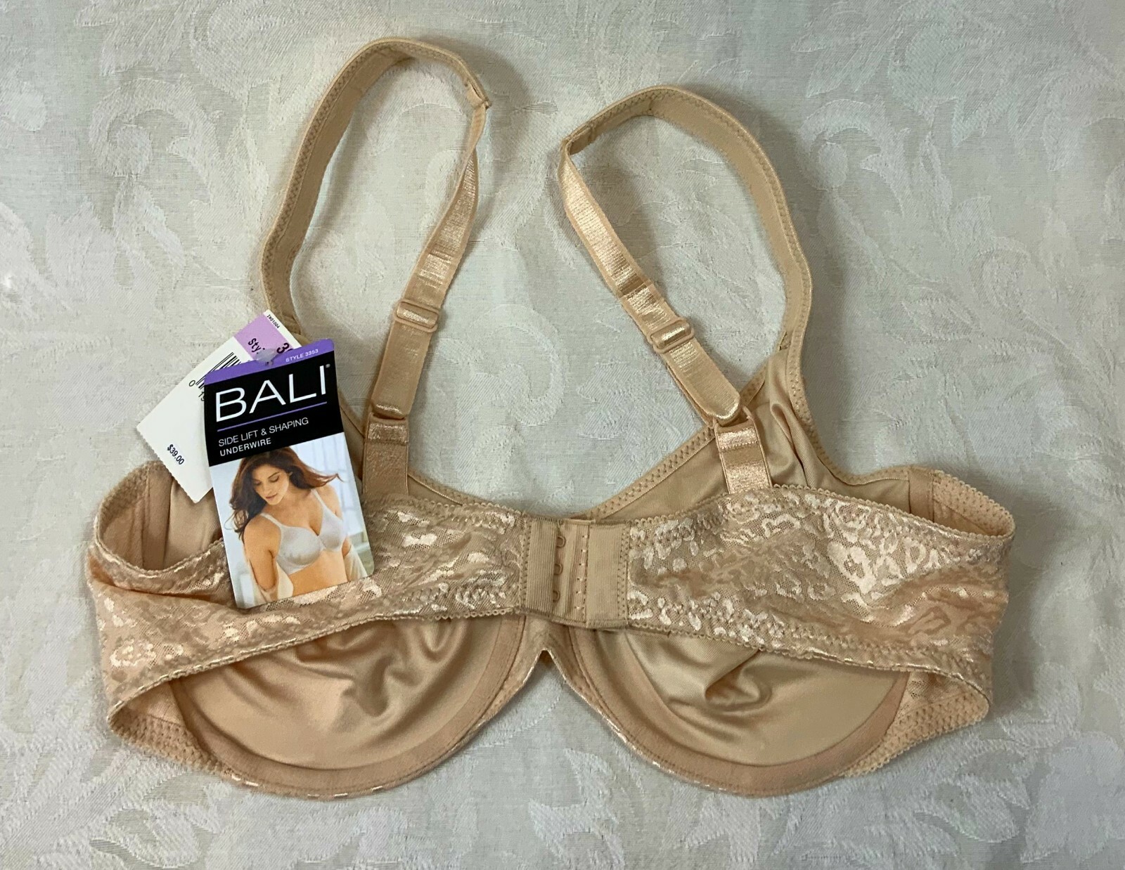 BALI 3353 Size 36D Soft Taupe Jacquard Side Lift Shaping Underwire ...