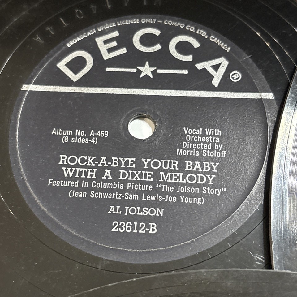 1950's Jazz lot of Al Jolson 5 Shellac discs 78 rpm records Canada ...