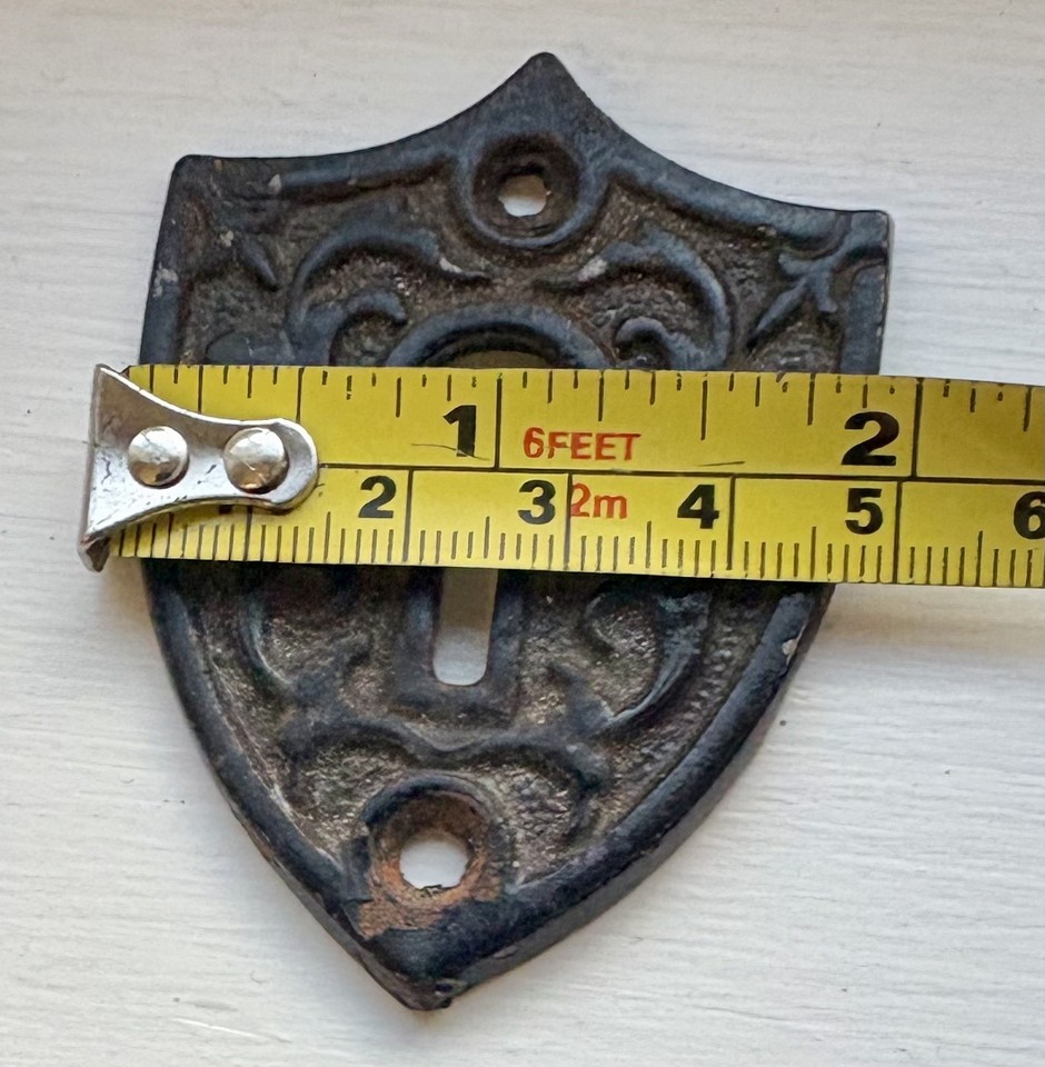 Keyhole Lock Escutcheon Plate Cast Iron Vintage Skeleton Key Ornate ...