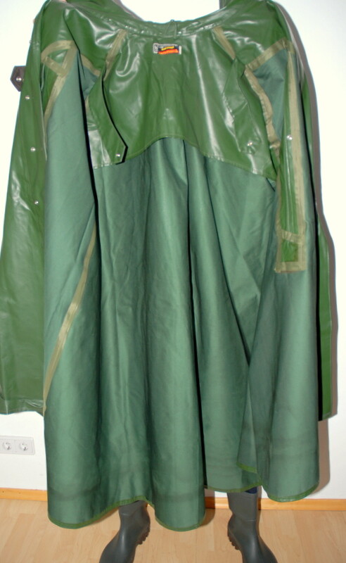 Men's RARE German Border Police PVC PU Rubber Rain Cape Coat Jacket 54 ...