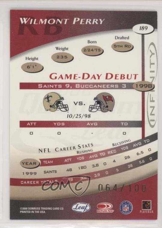 2000 Quantum Leaf Infinity Red /100 Wilmont Perry #189 | eBay