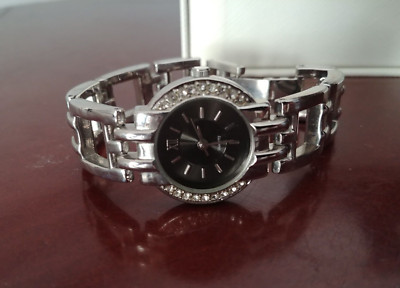 LDADPR Silver CZ Crystal Stainless Square Link Quartz Casual Watch Band ...