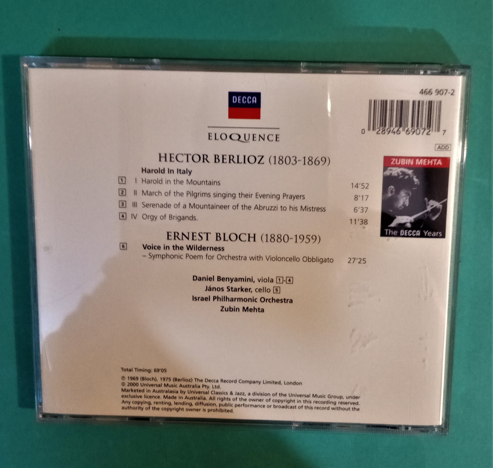 CD - Berlioz - Harold In Italy - Bloch - Voice In The Wilderness ...