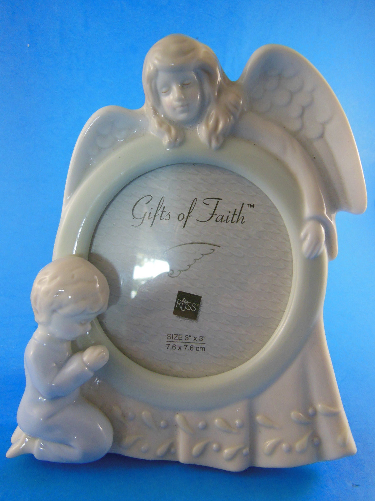 Vintage RUSS porcelain picture frame 5.75 tall for 3X3 photo Angel ...