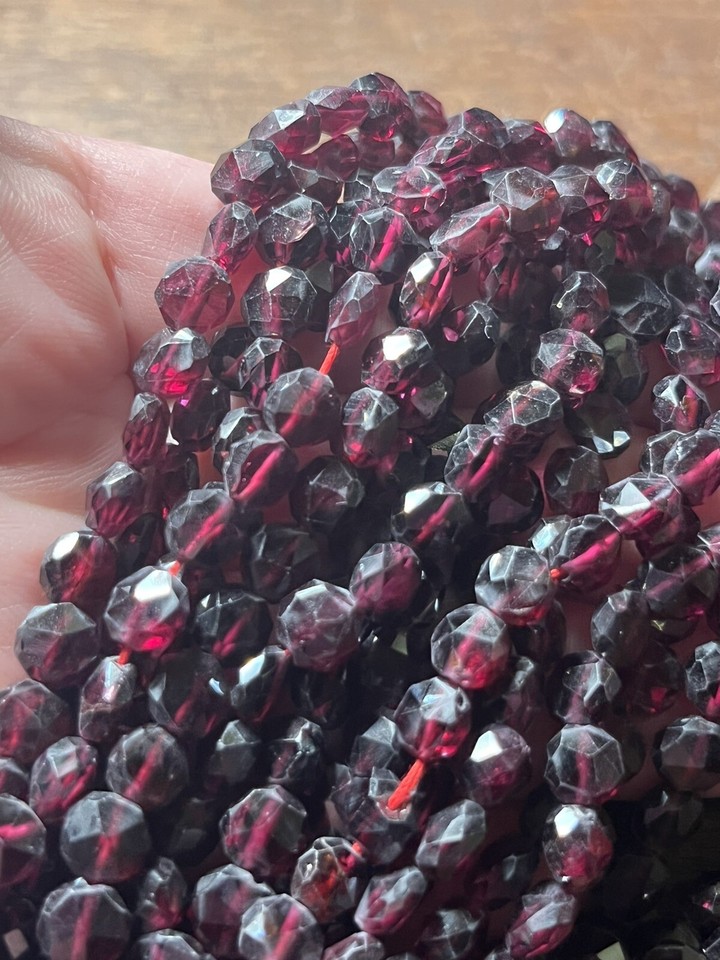 Deep Red Pink 5mm Round Rose Cut Garnet Gemstone Beads 14in Strand | eBay